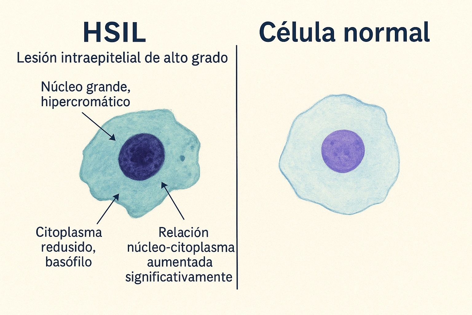 ¿Cómo luce una lesión intraepitelial de alto grado (HSIL)?